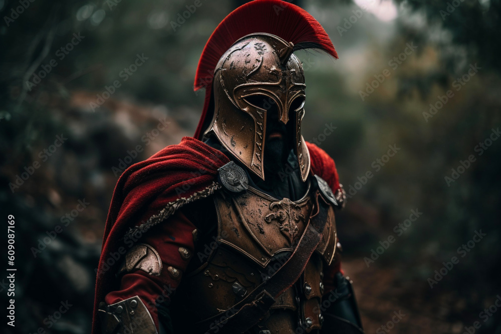 Portrait of a Spartan warrior in traditional armor, and a Corinthian ...
