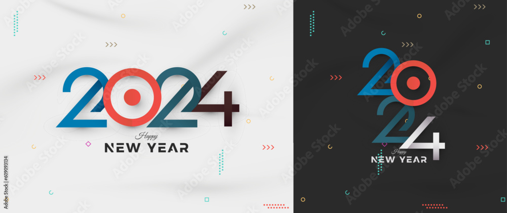 Colorful vector number design. With modern 2024 numbers for happy new ...