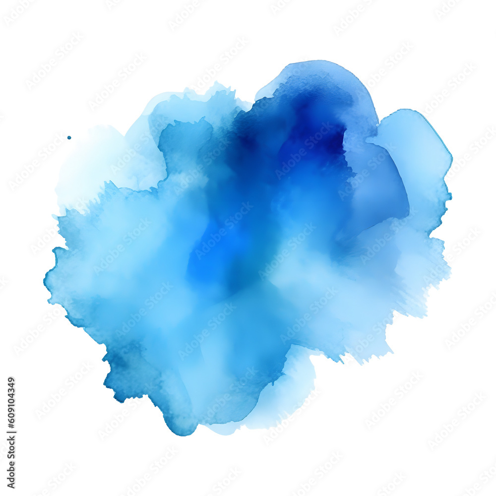 Blue watercolor stain isolated on white or transparent background, png ...