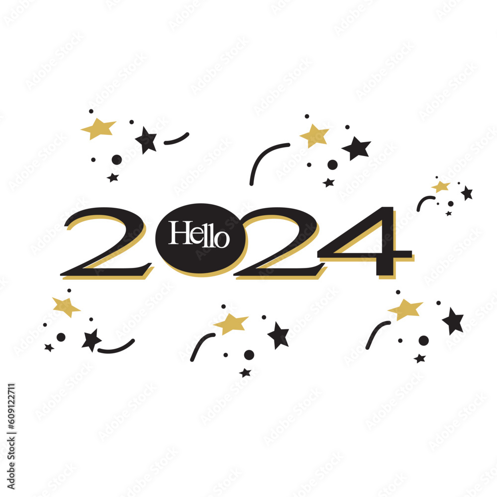 welcome 2024 year greeting, new year concept for post card, design ...