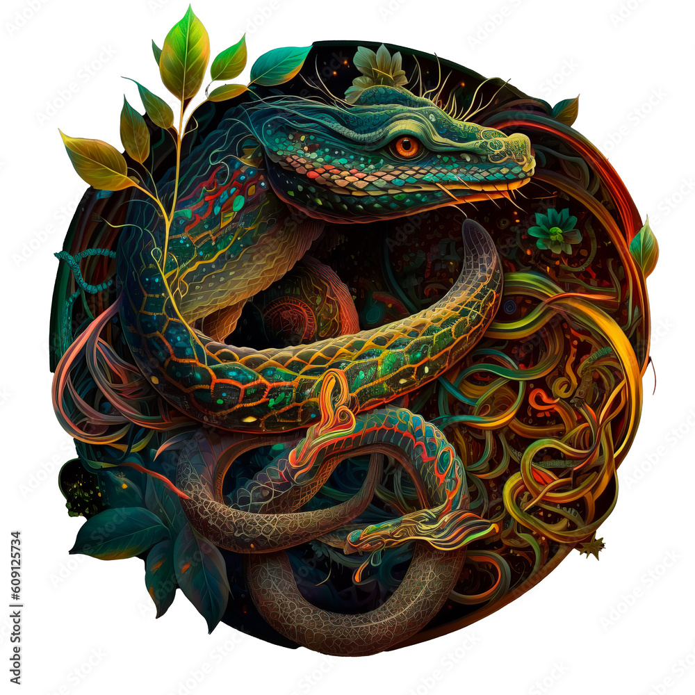 AI generative image: ayahuasca vision logo of psychedelic snake Stock ...