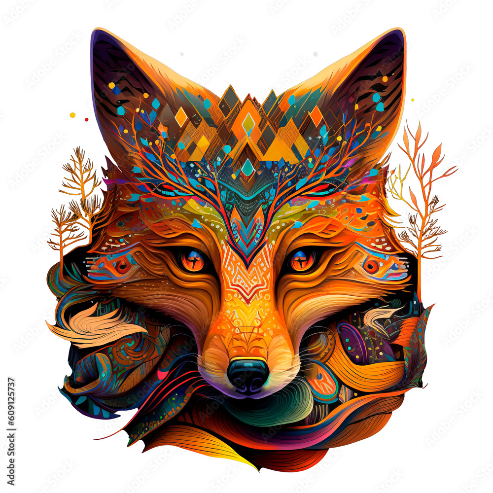 AI generative image: ayahuasca vision logo of psychedelic fox Stock ...