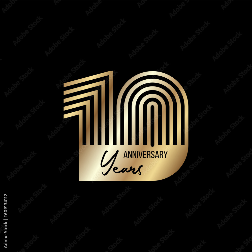 Vector poster for 10-year anniversary. Anniversary 10 year golden ...