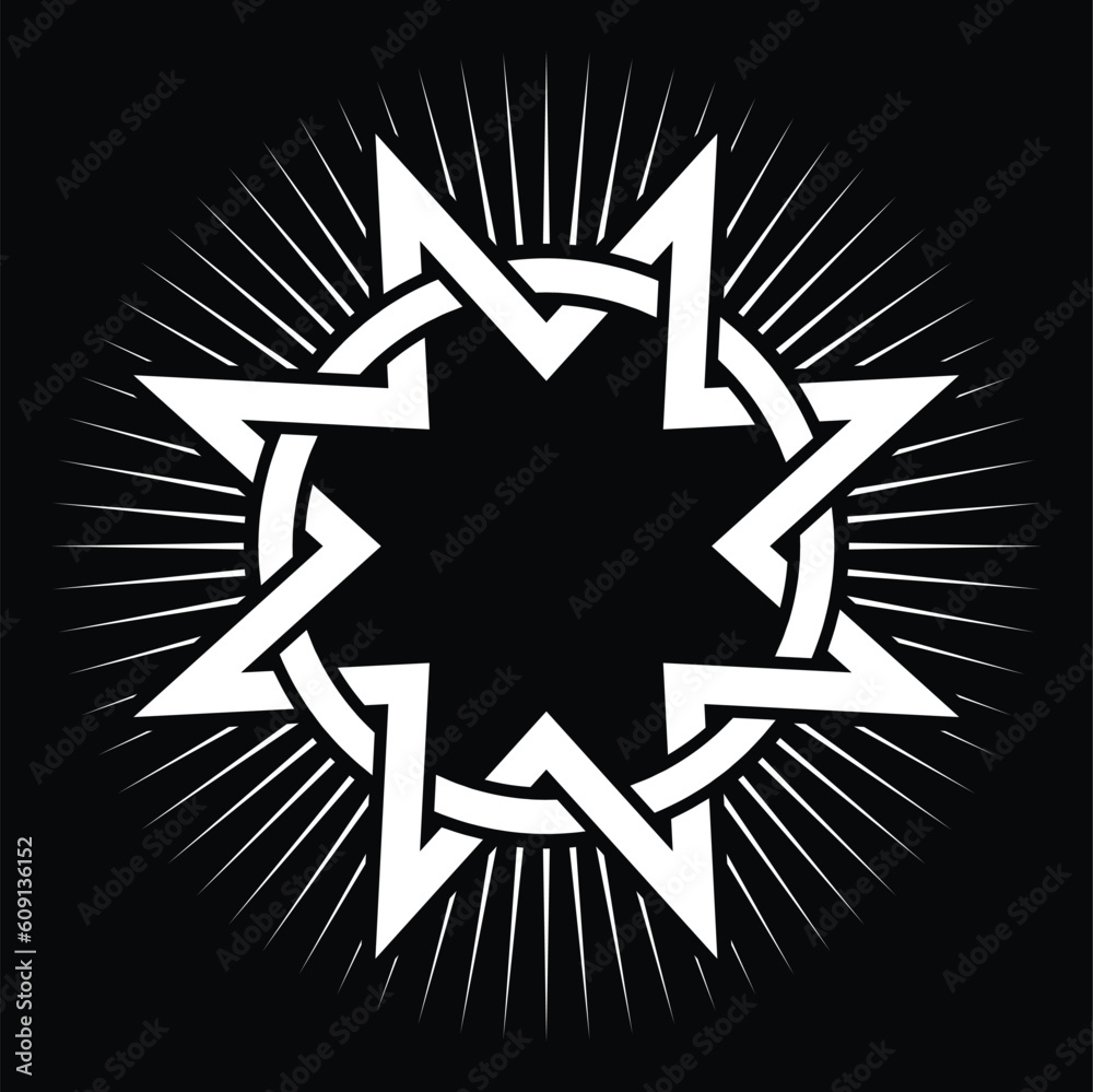 VECTOR MINIMALISTIC TATTOO DESIGN OF AN EIGHT POINTS STAR Stock Vector ...