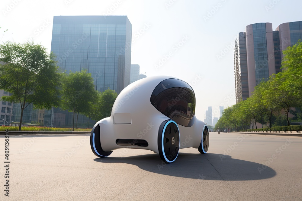 Autonomous Self-Driving 3D Car Moving Through City Highway Stock ...
