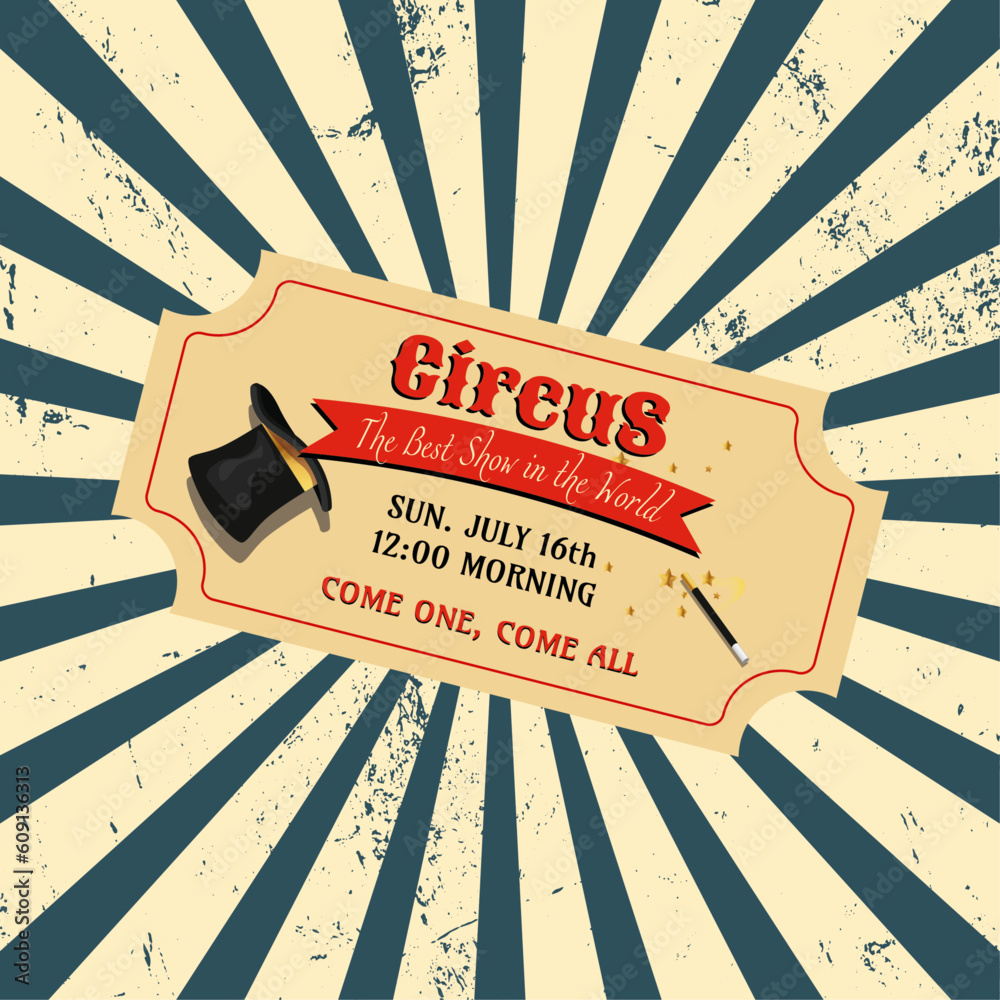 Vintage circus poster, banner.Ready to print. Cmyk vector illustration ...