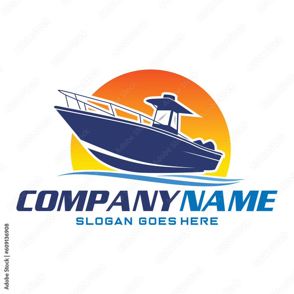 Center Console Boat logo. Unique and fresh Center console boat with ...