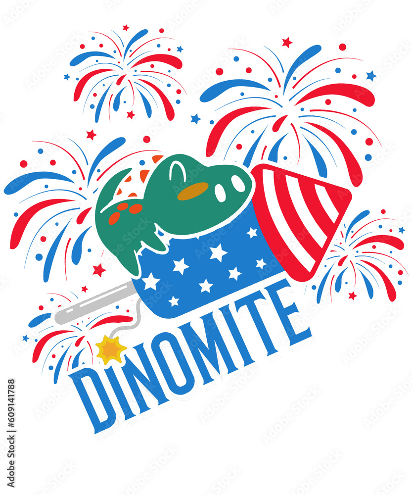 Dinomite Firecracker 4th of July Dinosaur Independence Day Stock ...