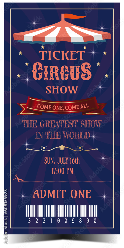 Vintage circus ticket. Carnival ticket. Ready to print. Cmyk vector ...