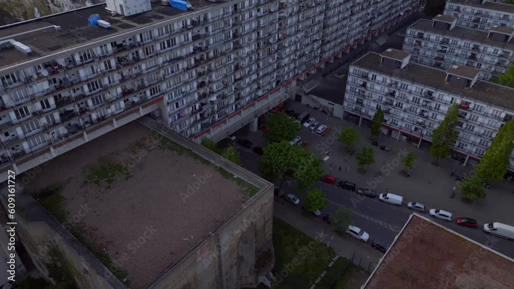 Berlin world war Bunker Apartment building. Perfect aerial top view ...