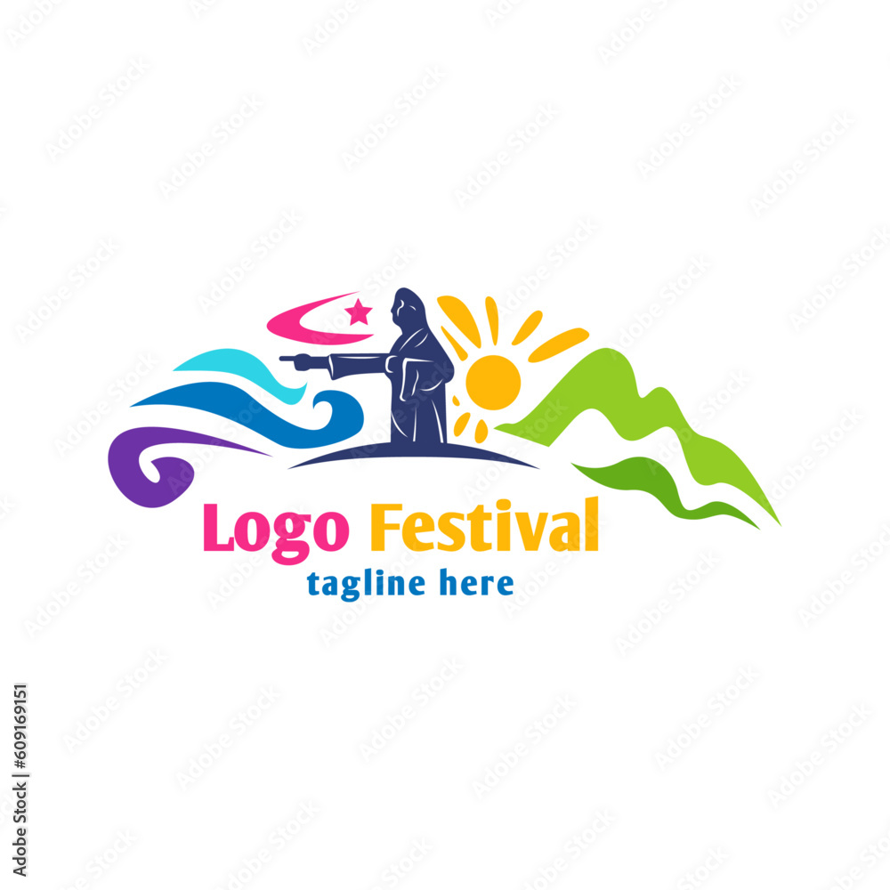 Tourism, carnival and aniversary logos with fun and colorful concepts ...