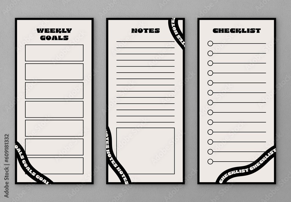 Simple Planner Layouts with Bold Typography Elements Stock Template ...