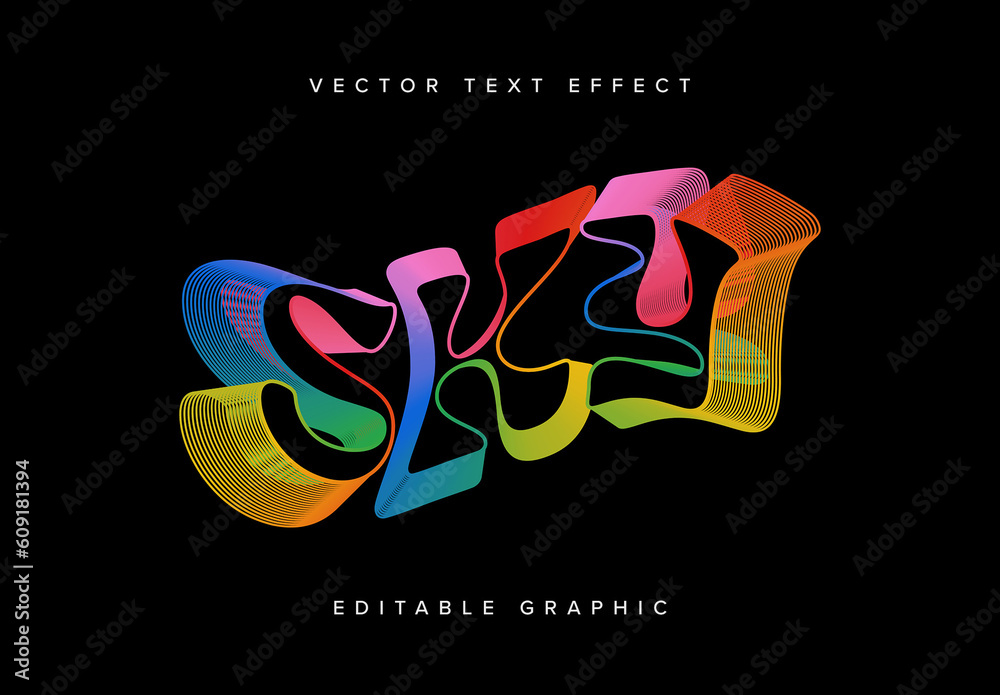 Bright and Colourful Stacked Text Effect Mockup Stock Template | Adobe ...