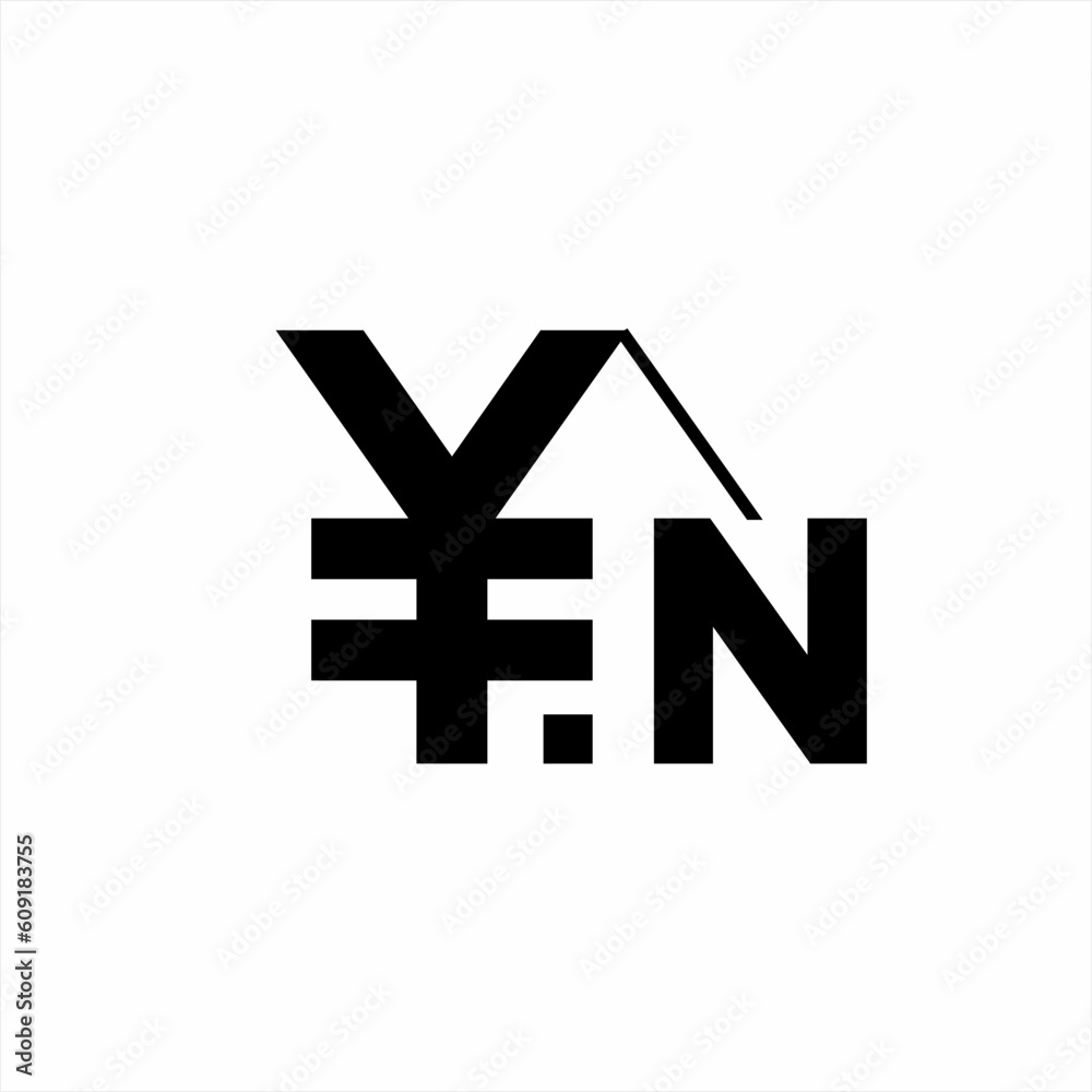Illustration of yen currency symbol with up arrow on negative space ...