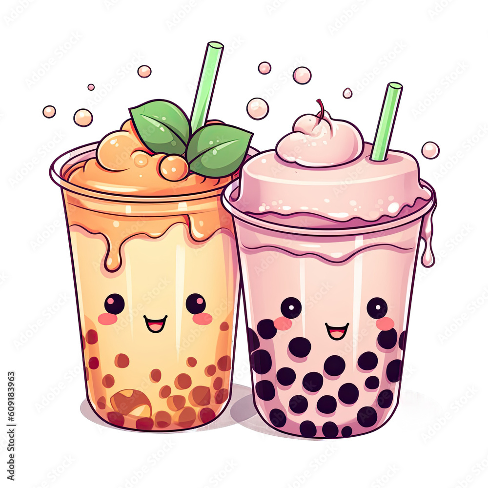 Kawaii Boba Tea ClipArt With transparent background Stock Illustration ...