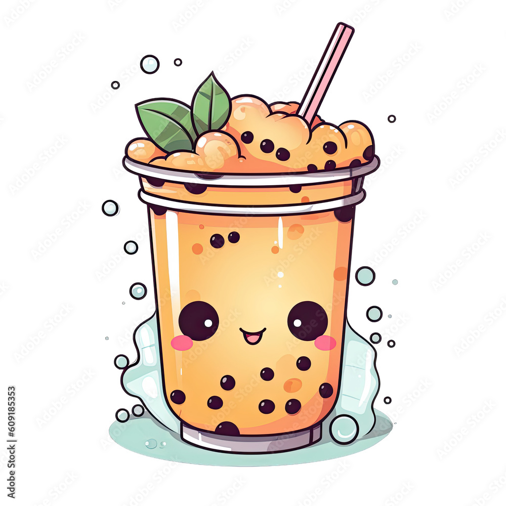 Kawaii Boba Tea ClipArt With transparent background Stock Illustration ...
