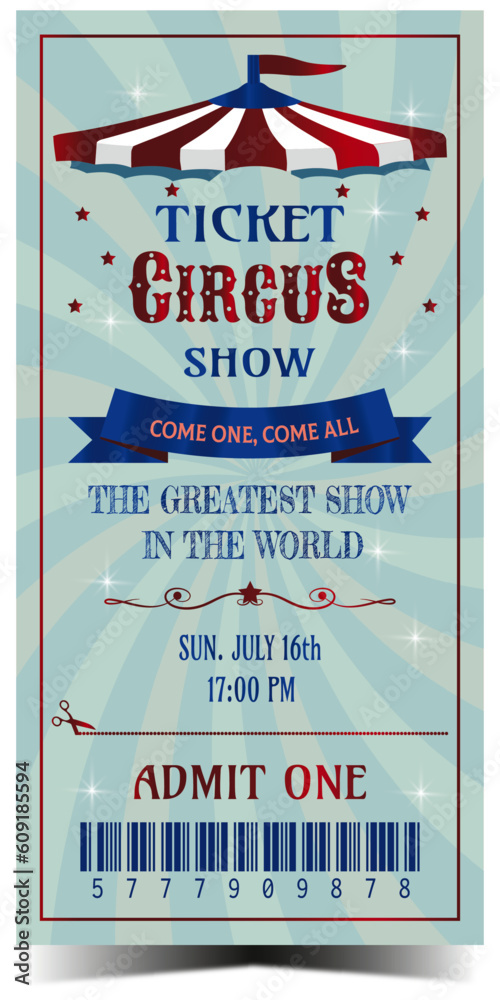 Circus ticket template. Carnival ticket. Ready to print. Cmyk vector ...