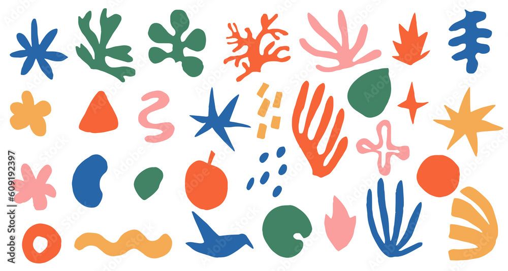 Abstract Matisse Inspired Art Set: Geometric paper elements, Creative ...