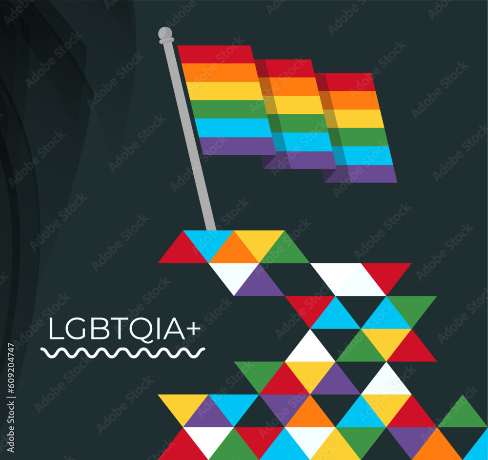 LGBTQ flag banner with modern triangles abstract background design ...