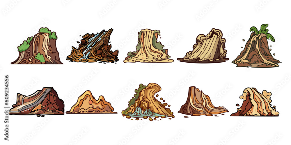 Photo & Art Print landslide vector set collection graphic clipart ...