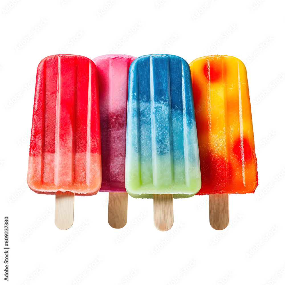Colorful assorted ice popsicles isolated on transparent background ...