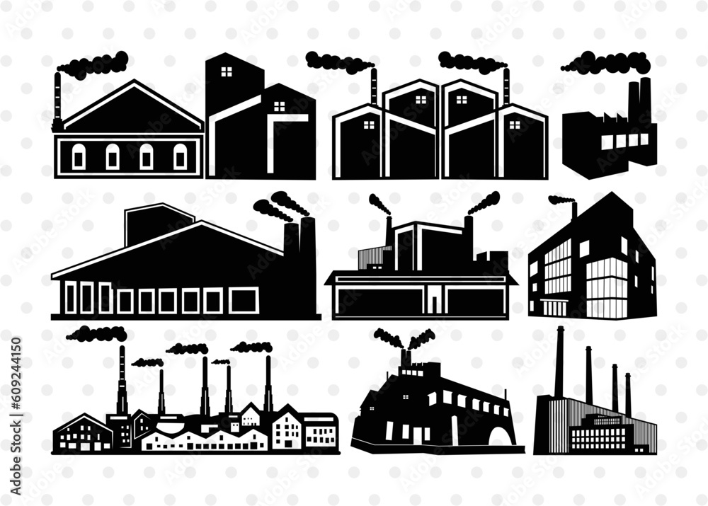 factory silhouette, factory svg, factory, pollution factory, pollution ...