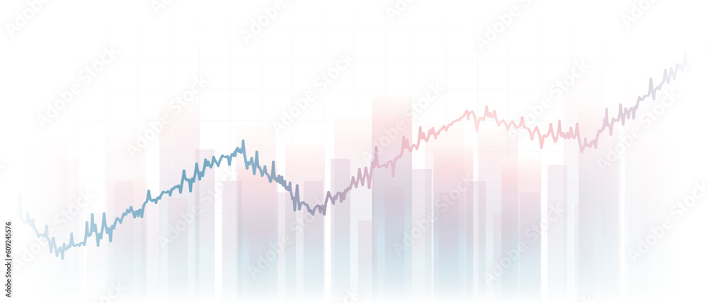 Widescreen abstract financial chart with line graph and glowing light ...