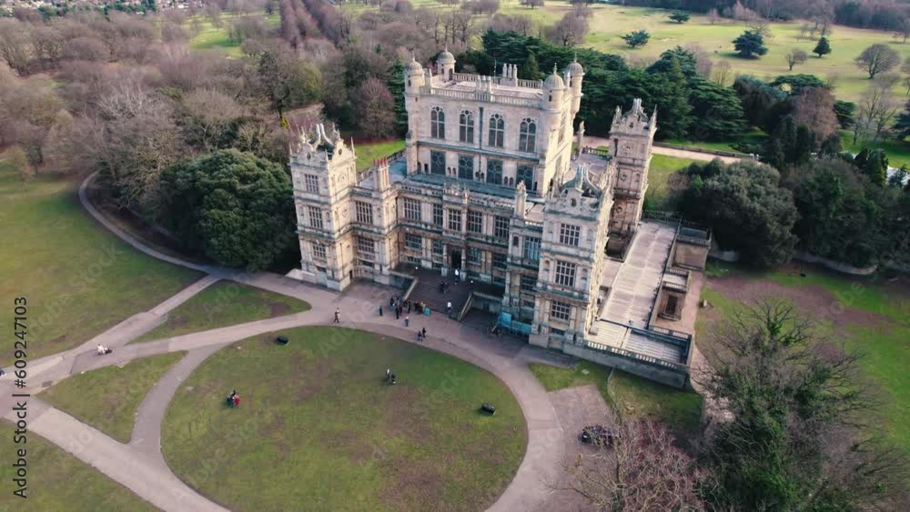 aerial view of a glorious Wollaton Hall (Natural History Museum) and ...