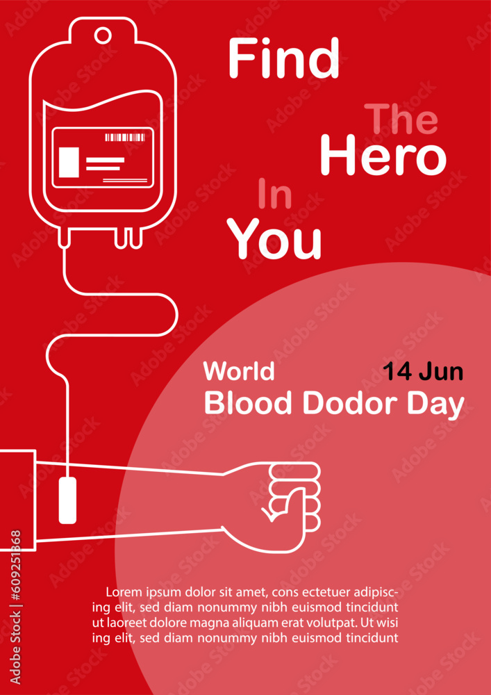 Hand of human sharing blood with wording of blood donor day and example ...