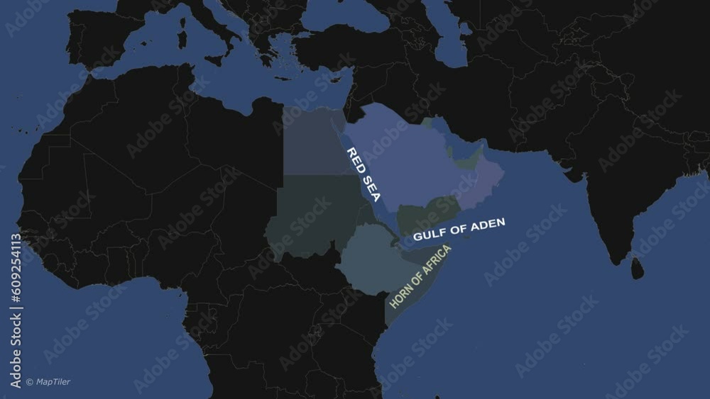 8 Seconds 4K animation Country map with illustration, Red Sea, Gulf of ...