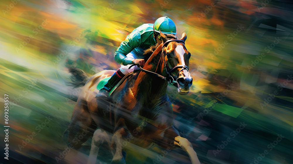 horse racing as you witness a jockey astride a racing horse, embodying ...