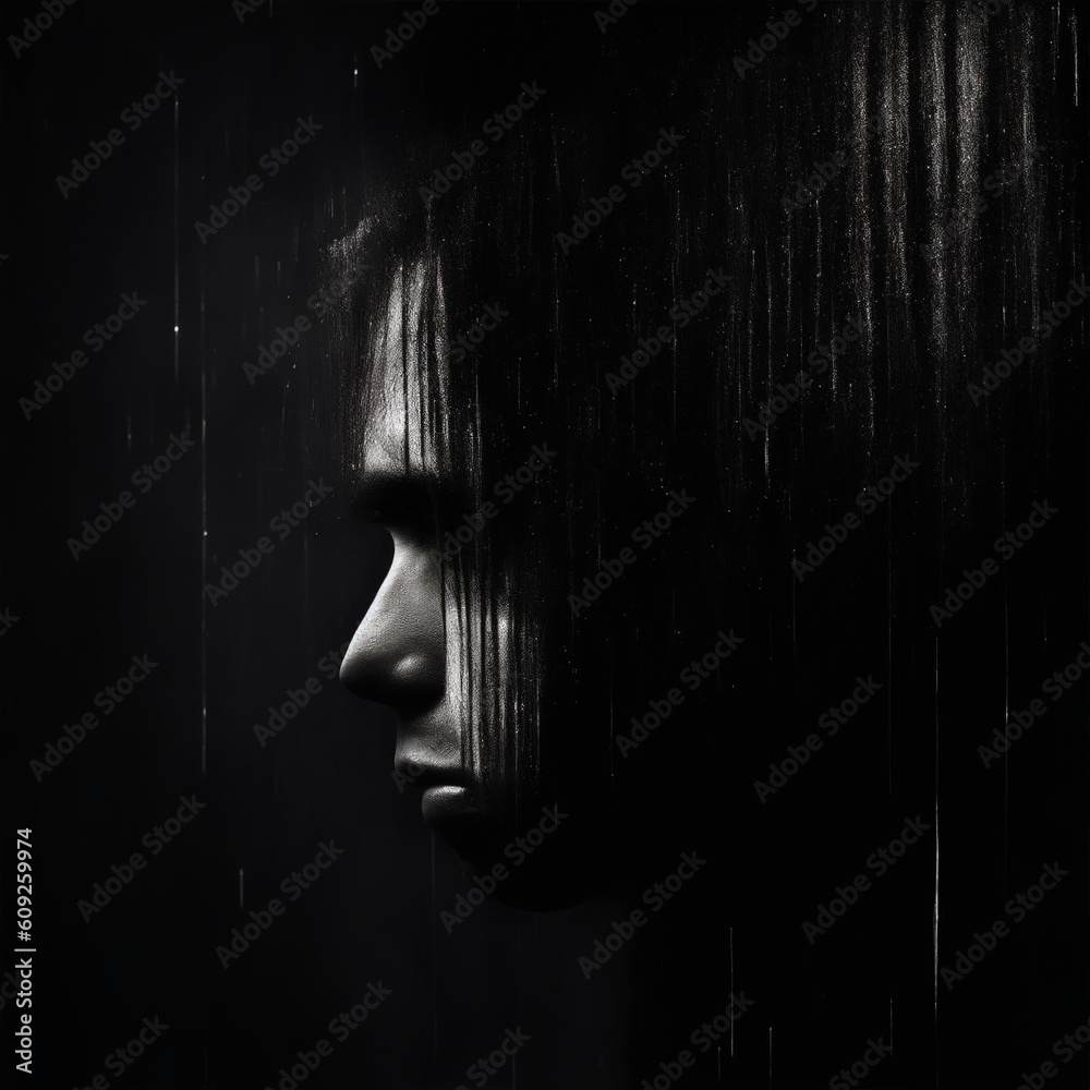 sad person, abstract representation of sadness, dark background ai ...