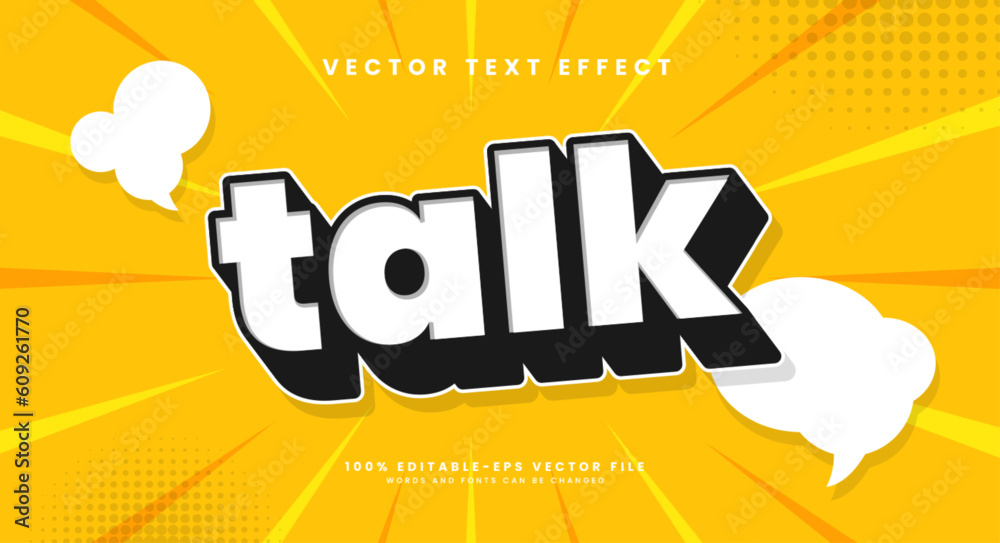 Talk comic style, editable text effect. Minimalist vector text effect ...