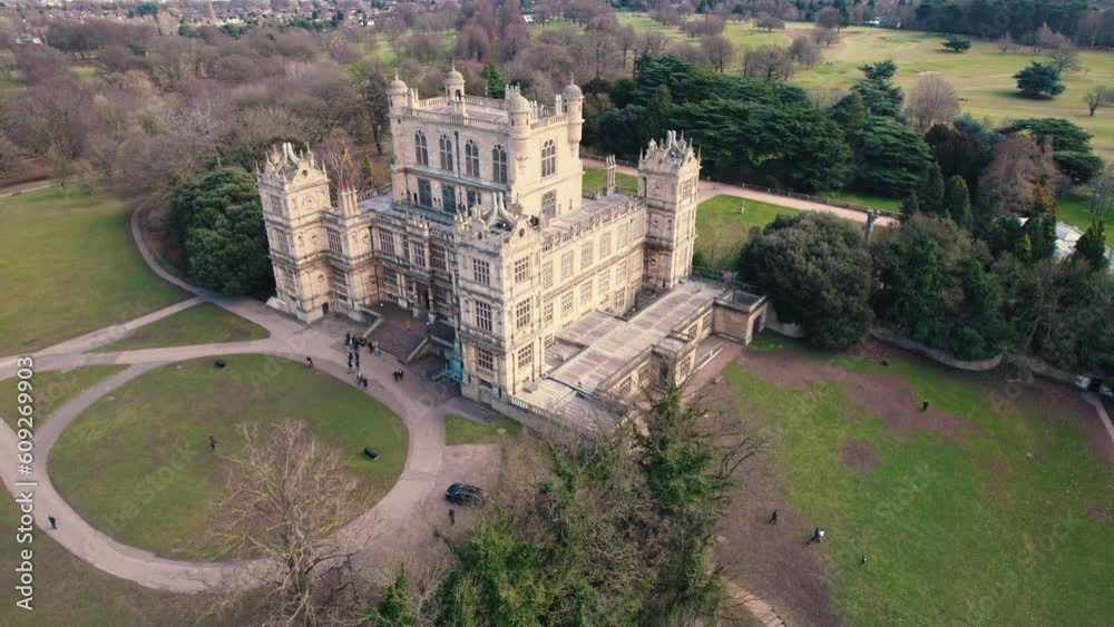 aerial view of a glorious Wollaton Hall (Natural History Museum) and ...