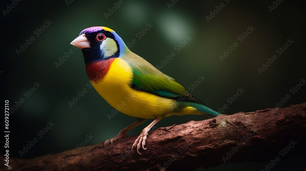 The Gouldian finch (Erythrura gouldiae), also known as the Lady ...