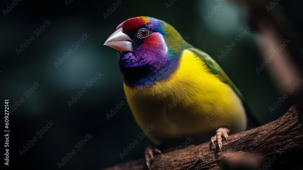 The Gouldian finch (Erythrura gouldiae), also known as the Lady ...