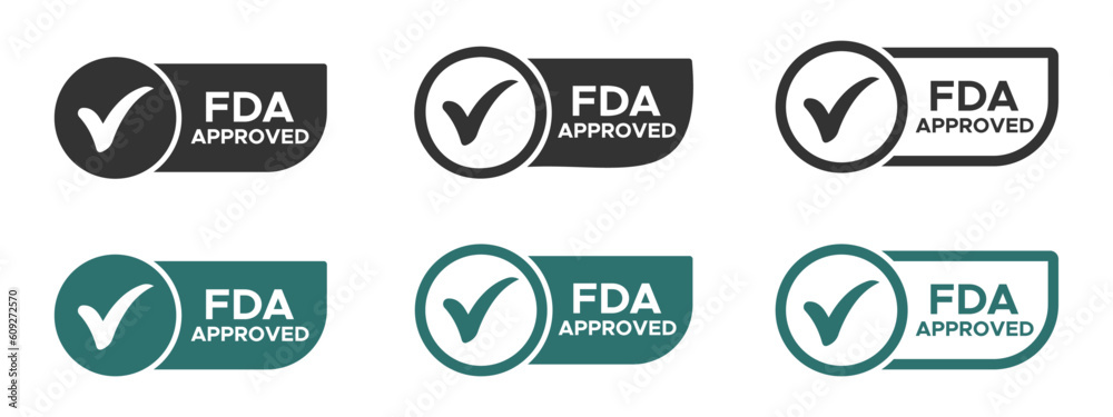 FDA approved vector icons. Food and Drug Administration stamp, icon ...