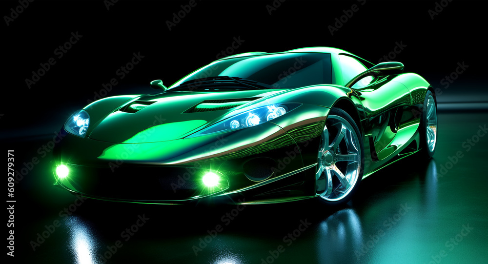 green sports car wallpaper with fantastic light effect background ...