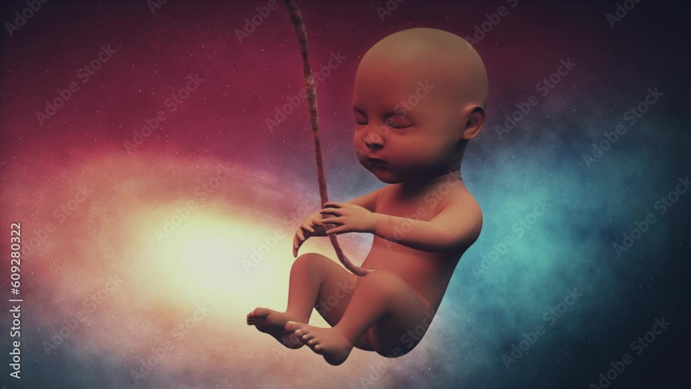 Surreal 3D Animation, Human Fetus. Stock Video | Adobe Stock