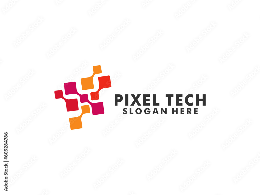 Pixel technology logo designs concept vector, Network Internet logo ...
