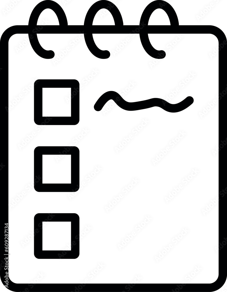 To do list or a notebook simple vector icon, thin black line ...