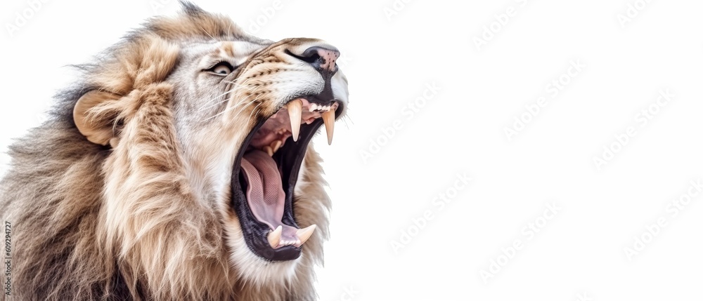 Lion screaming banner. Generate Ai Stock Illustration | Adobe Stock