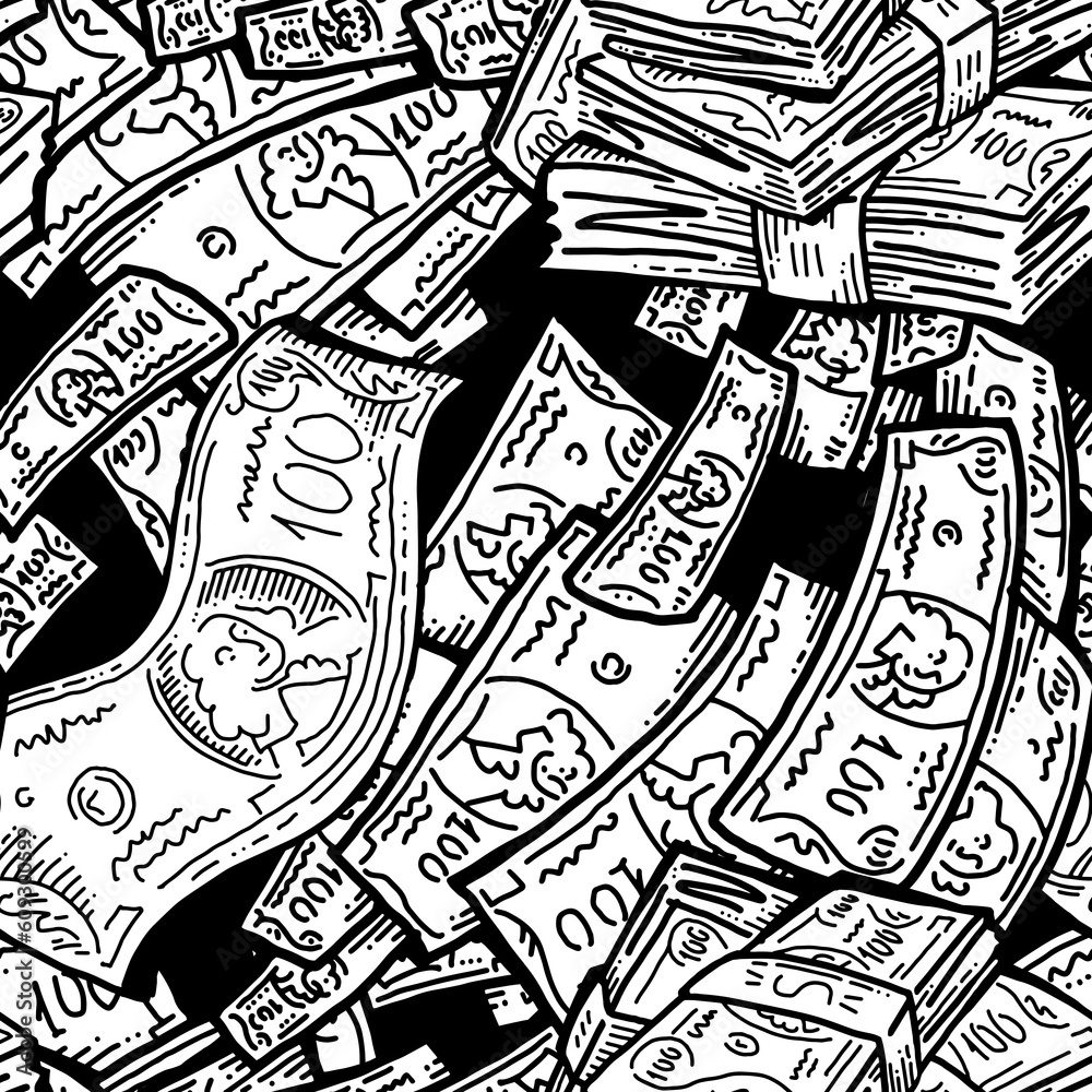 Money seamless pattern background for print design. Hundred dollars ...