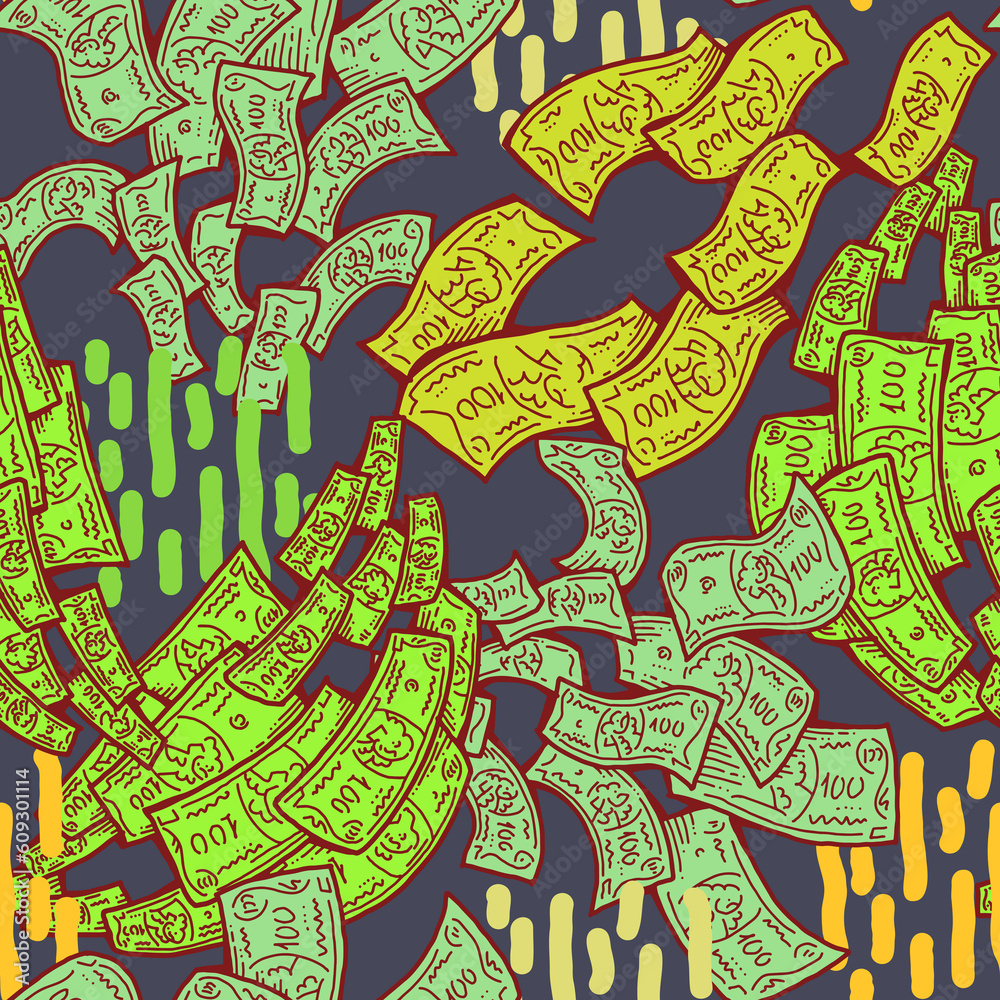 Money seamless pattern background for print design. Hundred dollars ...