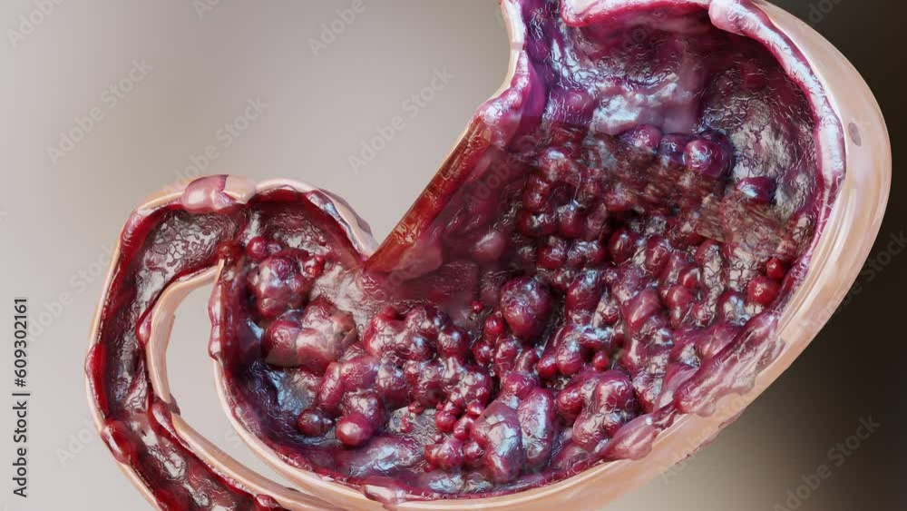 Stomach cancer. stages tumor growth in digestive system, Peptic Ulcer ...