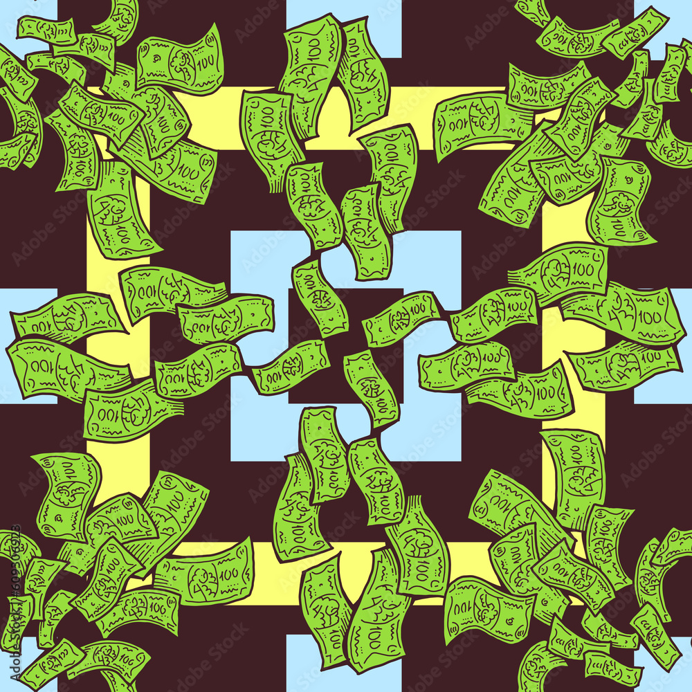 Money seamless pattern background for print design. Hundred dollars ...