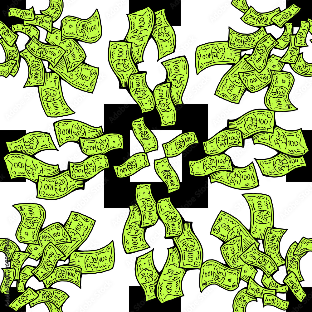 Money seamless pattern background for print design. Hundred dollars ...