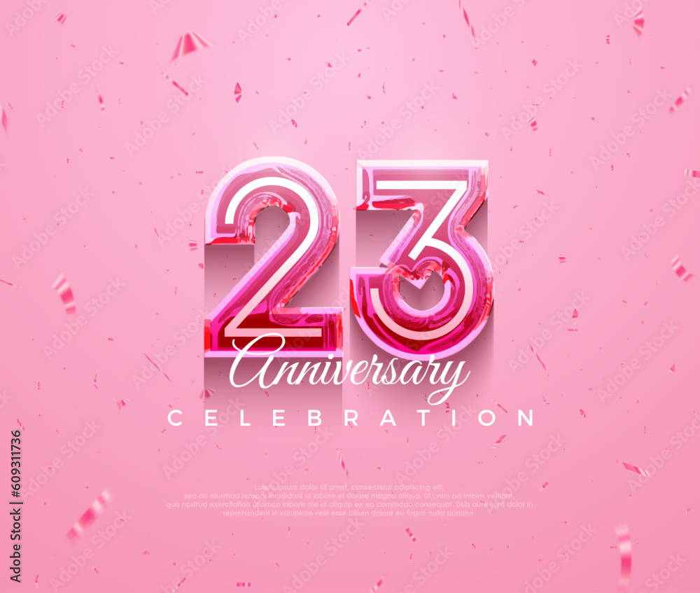 Beautiful 23rd anniversary celebration design with feminine pink color ...