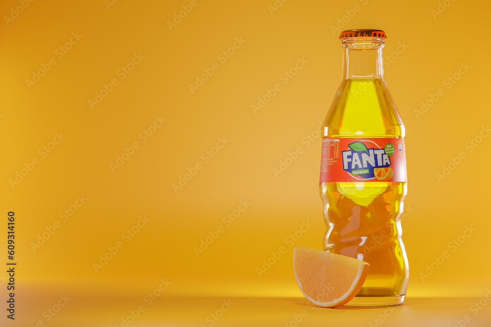 New York, USA - May 31, 2023: Fanta is an American-owned German brand ...
