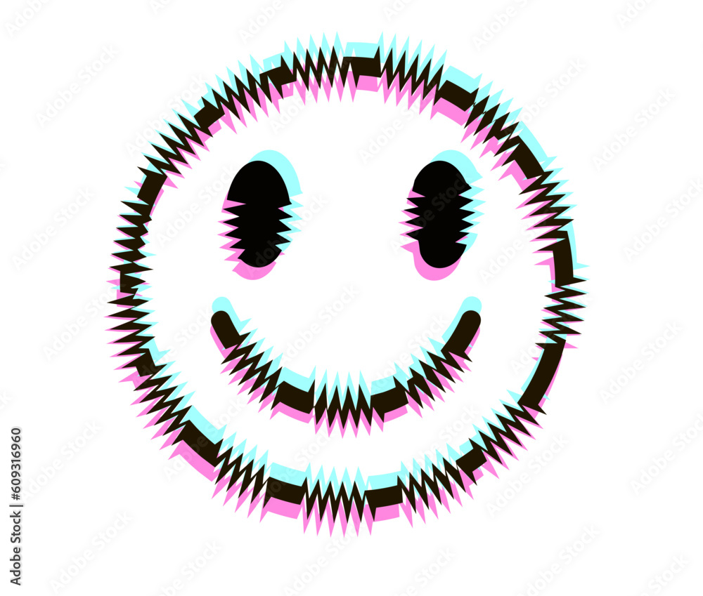 Smile face. Abstract neon glitch. Modern distorted glitch style ...